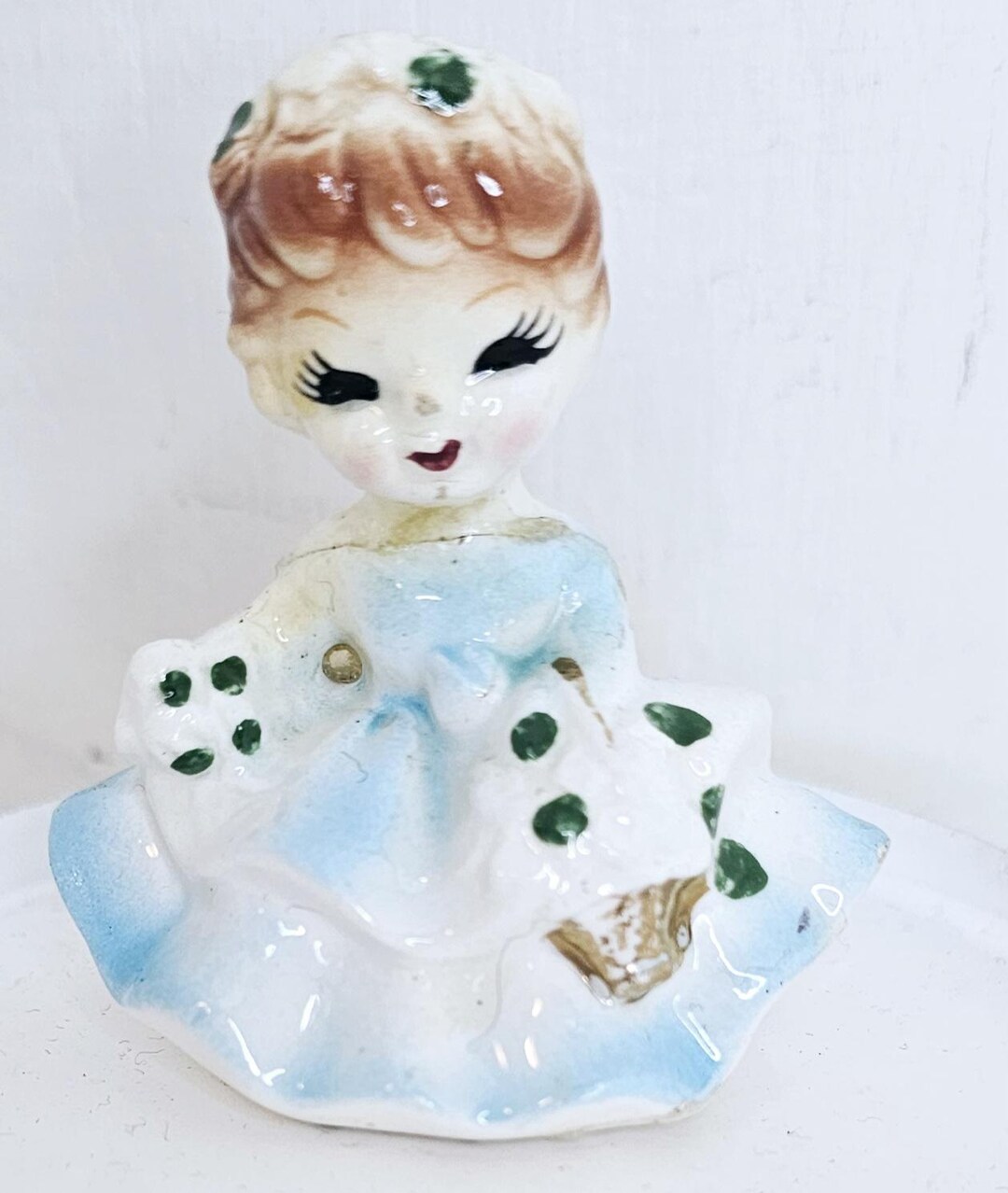 Vintage Kitsch Lefton Brides Maid Flower Girl Glazed Ceramic Figurine ...