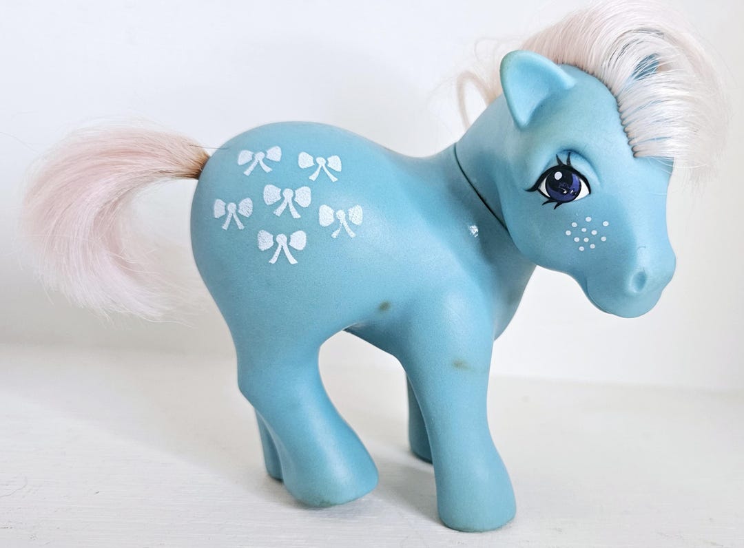 Vintage G1 1980s Bowtie My Little Pony Blue Pink Hair Pastel Ribbon Bow ...