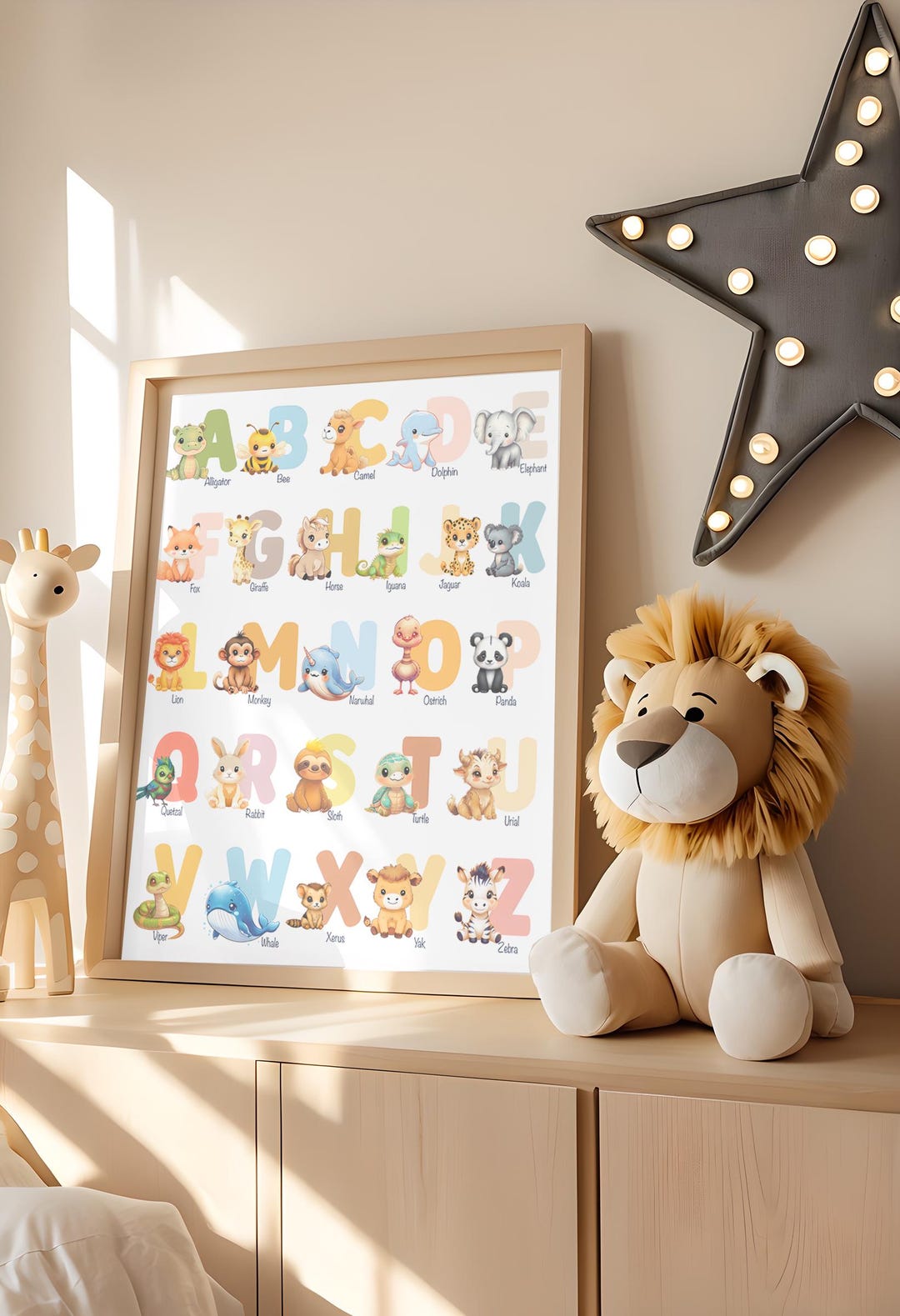 Cute Animal Alphabet Poster (english), Printable Wall Art, Animal A - Z ...