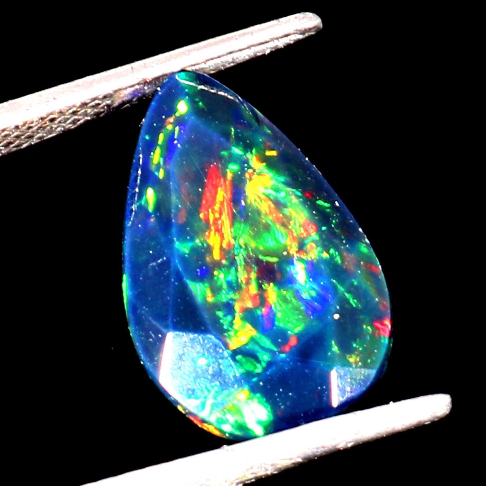 3.00 Ct Ethiopian Black Opal Faceted Cut Stone- Unique Fire Opal- Black ...
