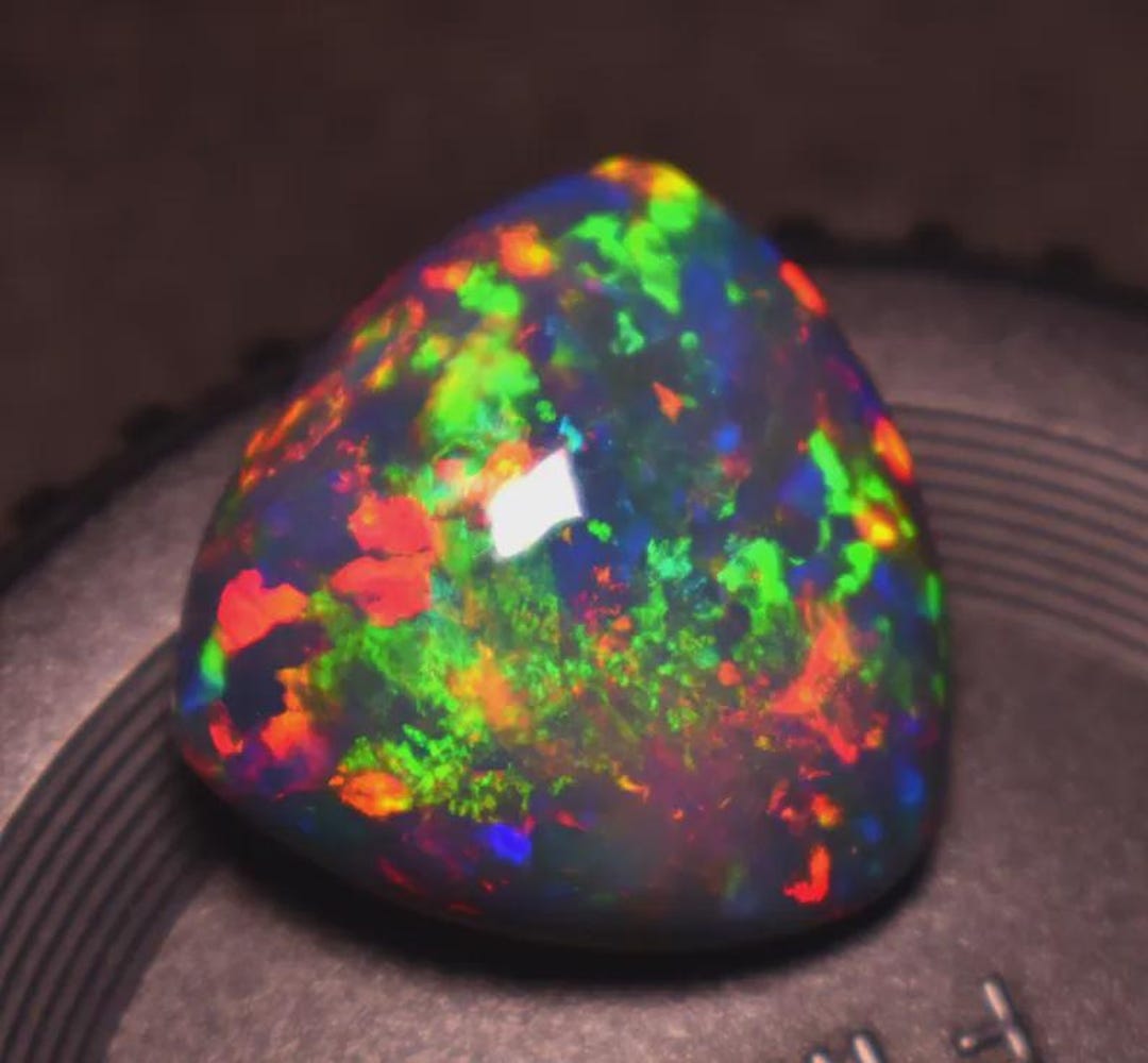 AAA+ Grade Rainbow Fire Black Opal Trillion, Natural Ethiopian Super ...