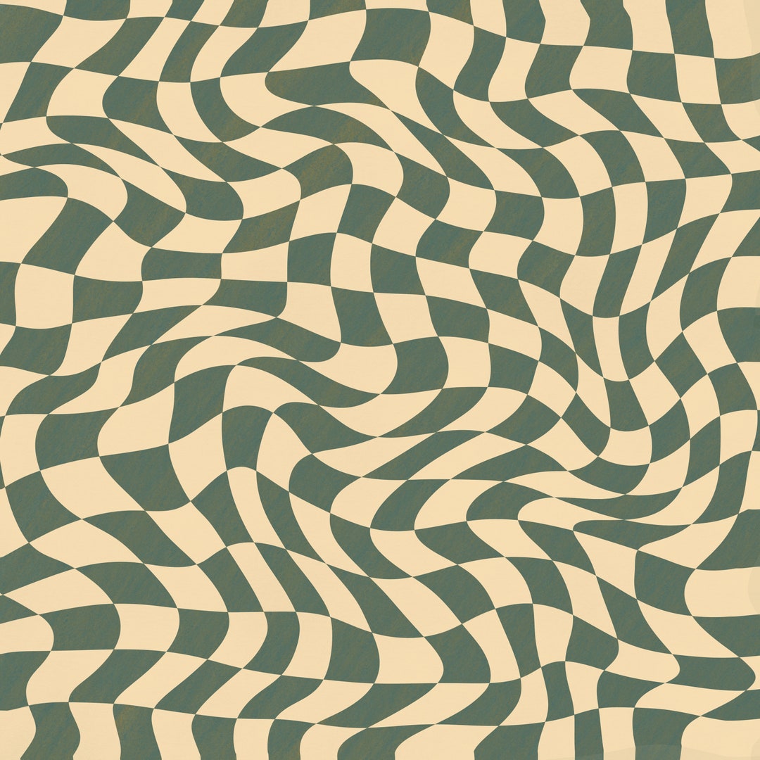 Deep Sage Green Checkers Wavy Pattern Digital Download (Download Now ...