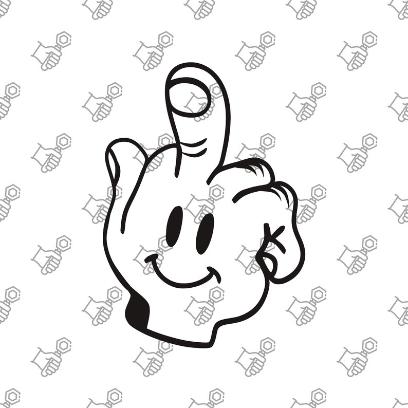 Smiley Middle Finger Clip Art SVG - Etsy