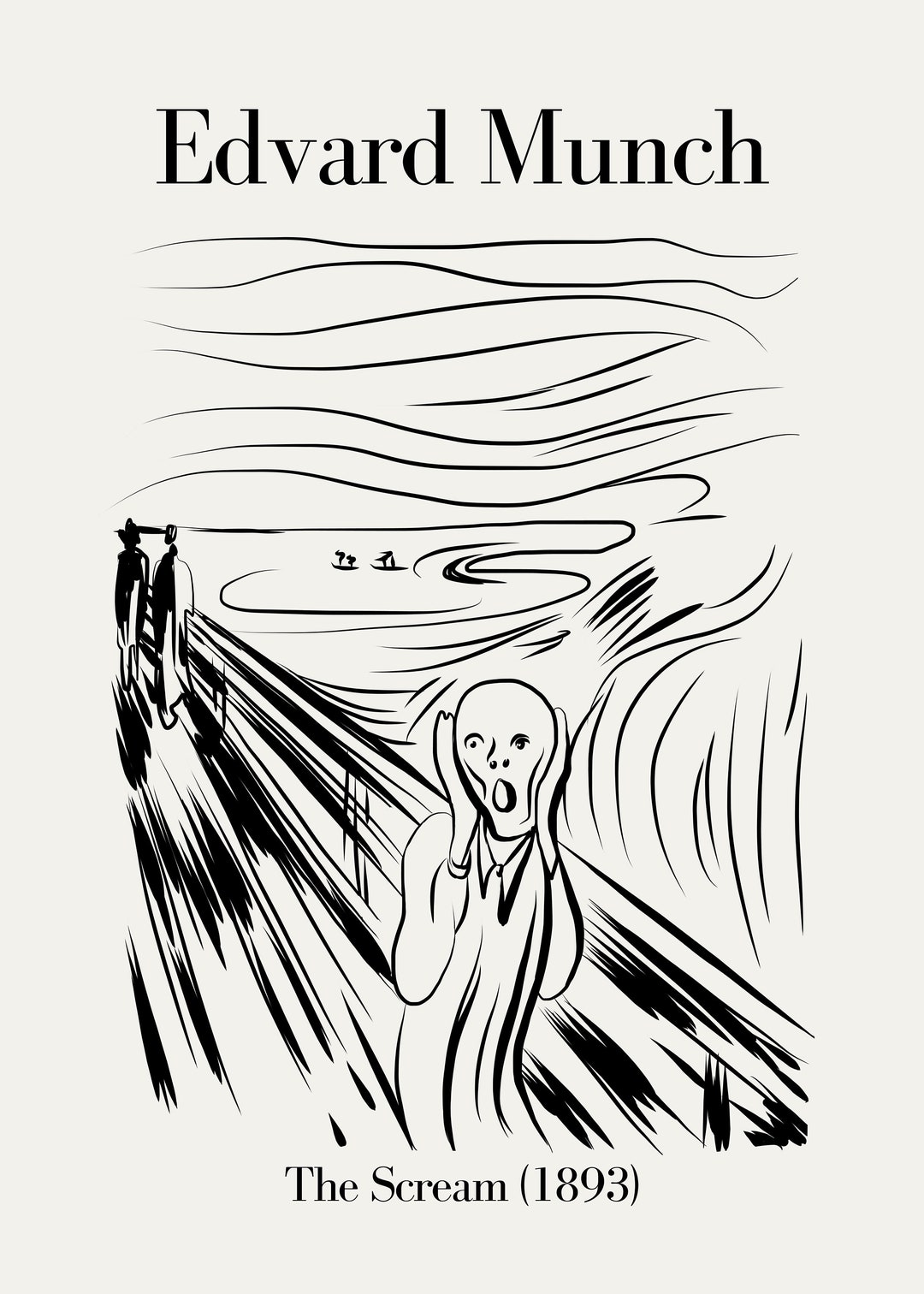 The Scream Line Art Digital Printable Download - Etsy