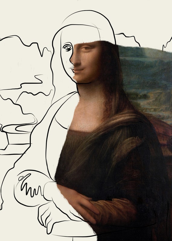 Mona Lisa Line Art Digital Printable Download | Etsy