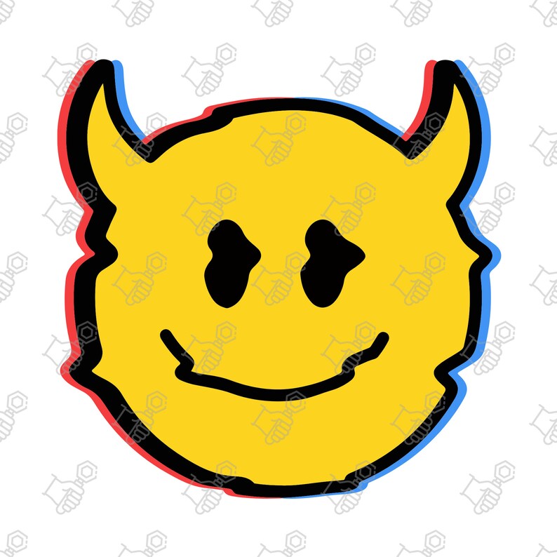 Melting Devil Smiley Clip Art SVG - Etsy Australia