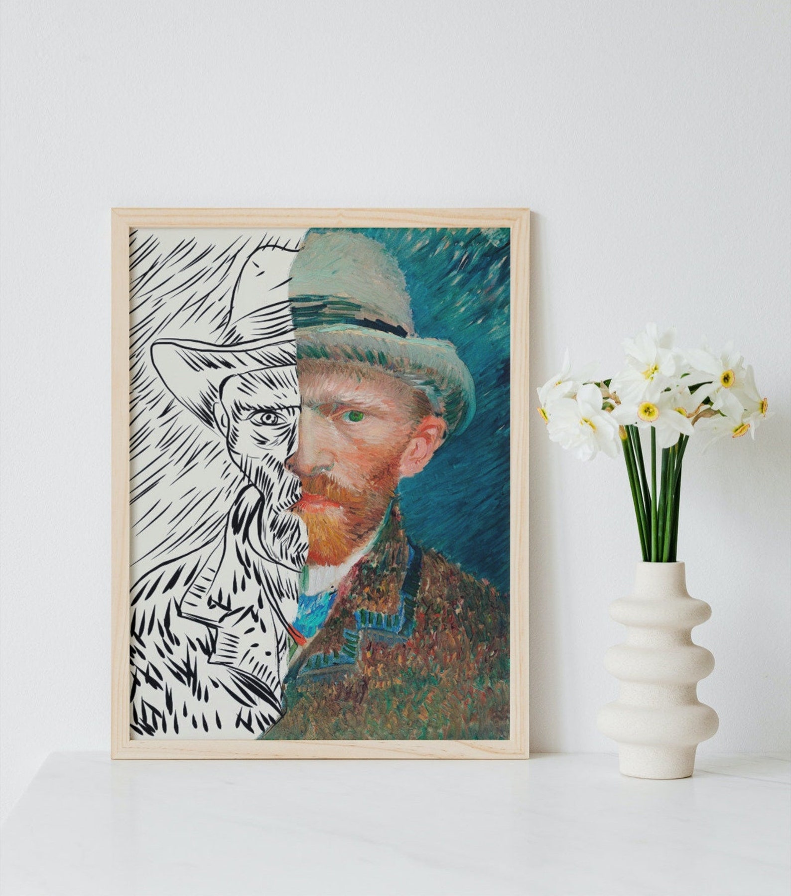 Vincent Van Gogh Line Art Self Portrait Digital Printable Download - Etsy