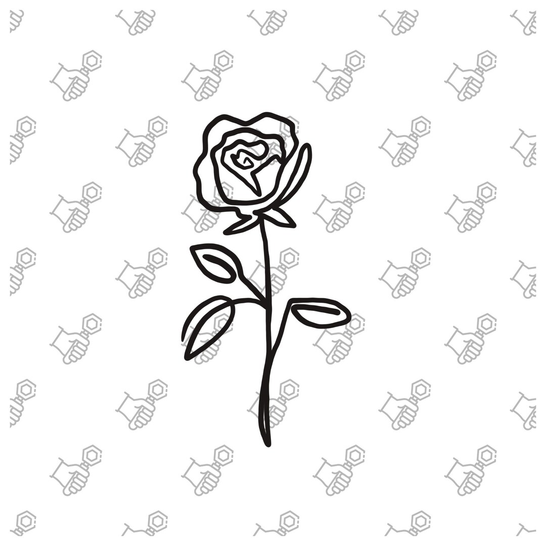 One Line Flower Rose Clip Art SVG PNG - Etsy