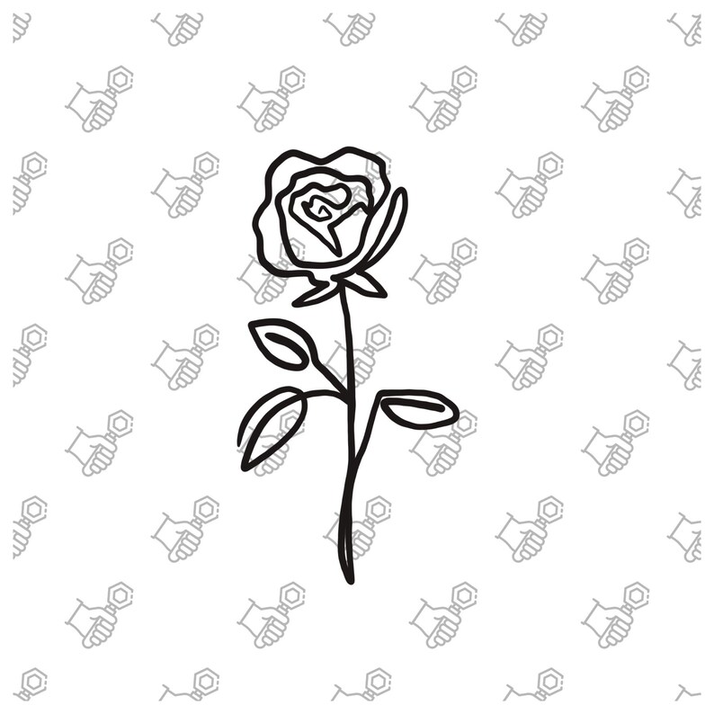 One Line Flower Rose Clip Art SVG PNG - Etsy