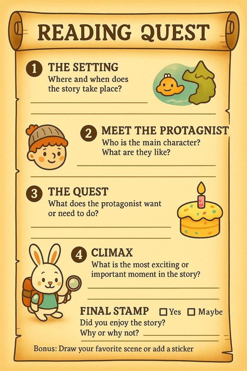 Reading Quest Scroll - Etsy