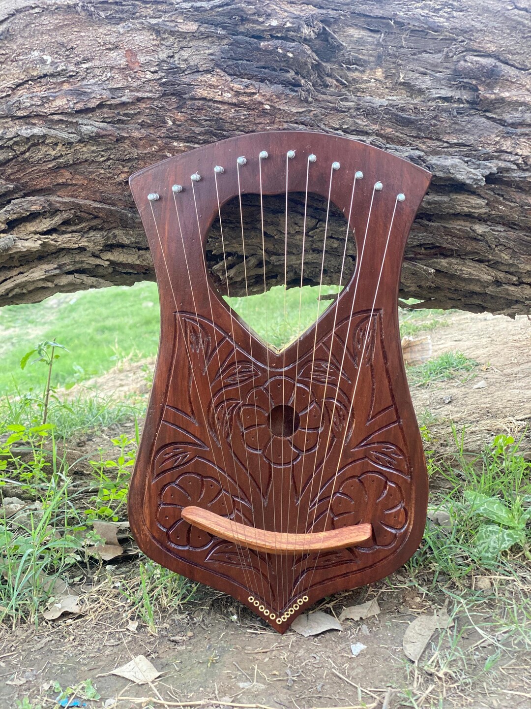 Heart Flower Lyre 12 Metal Strings Lyre Rosewood Lyre Irish Musical ...