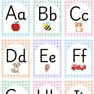 Gingham ABC Classroom Decor | Printable Alphabet Posters - Etsy