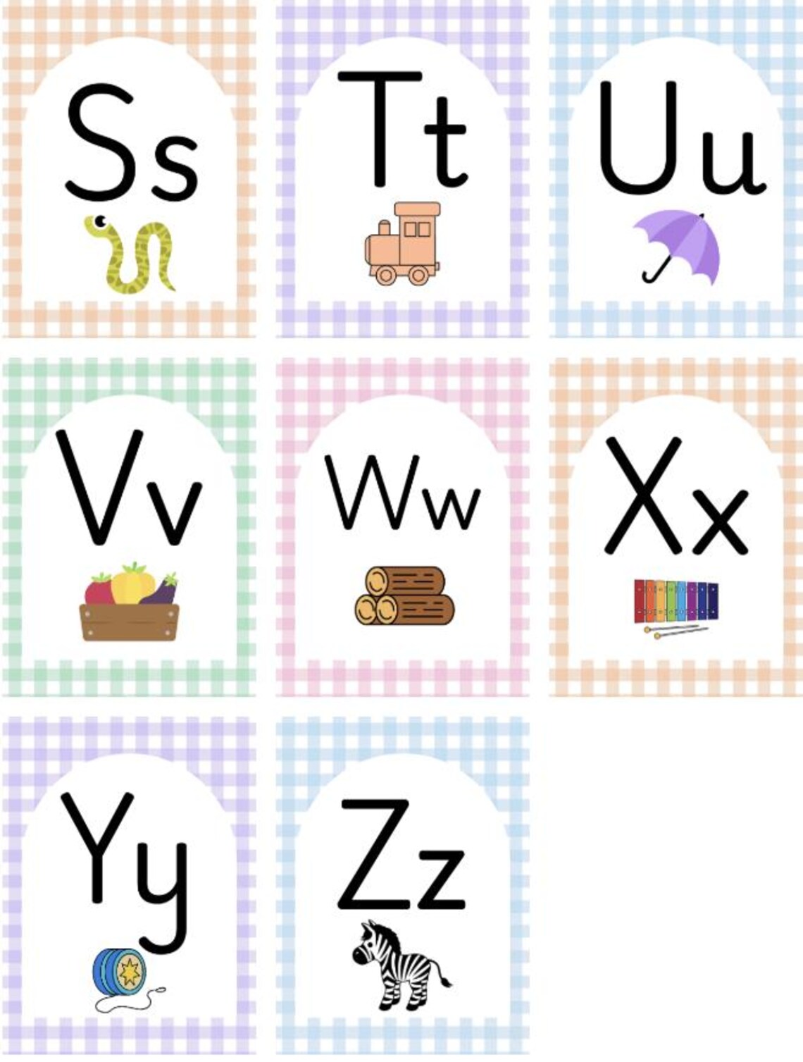 Gingham ABC Classroom Decor | Printable Alphabet Posters - Etsy