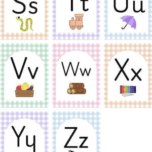 Gingham ABC Classroom Decor | Printable Alphabet Posters - Etsy