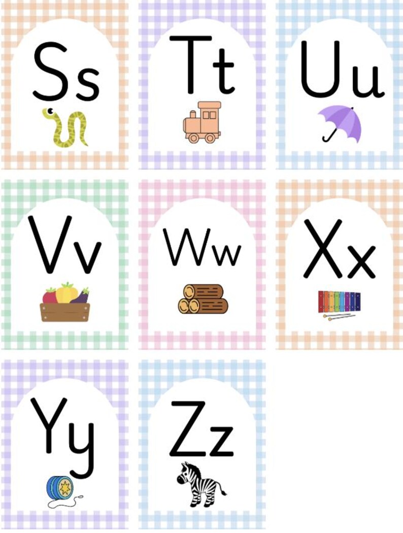 Gingham ABC Classroom Decor | Printable Alphabet Posters - Etsy