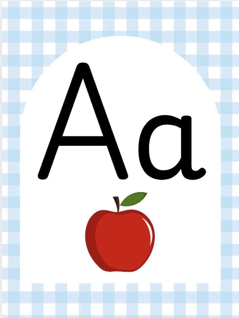 Gingham ABC Classroom Decor | Printable Alphabet Posters - Etsy