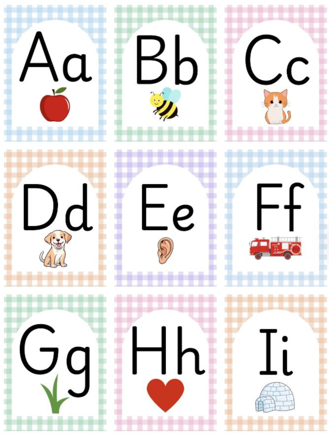 Gingham ABC Classroom Decor | Printable Alphabet Posters - Etsy