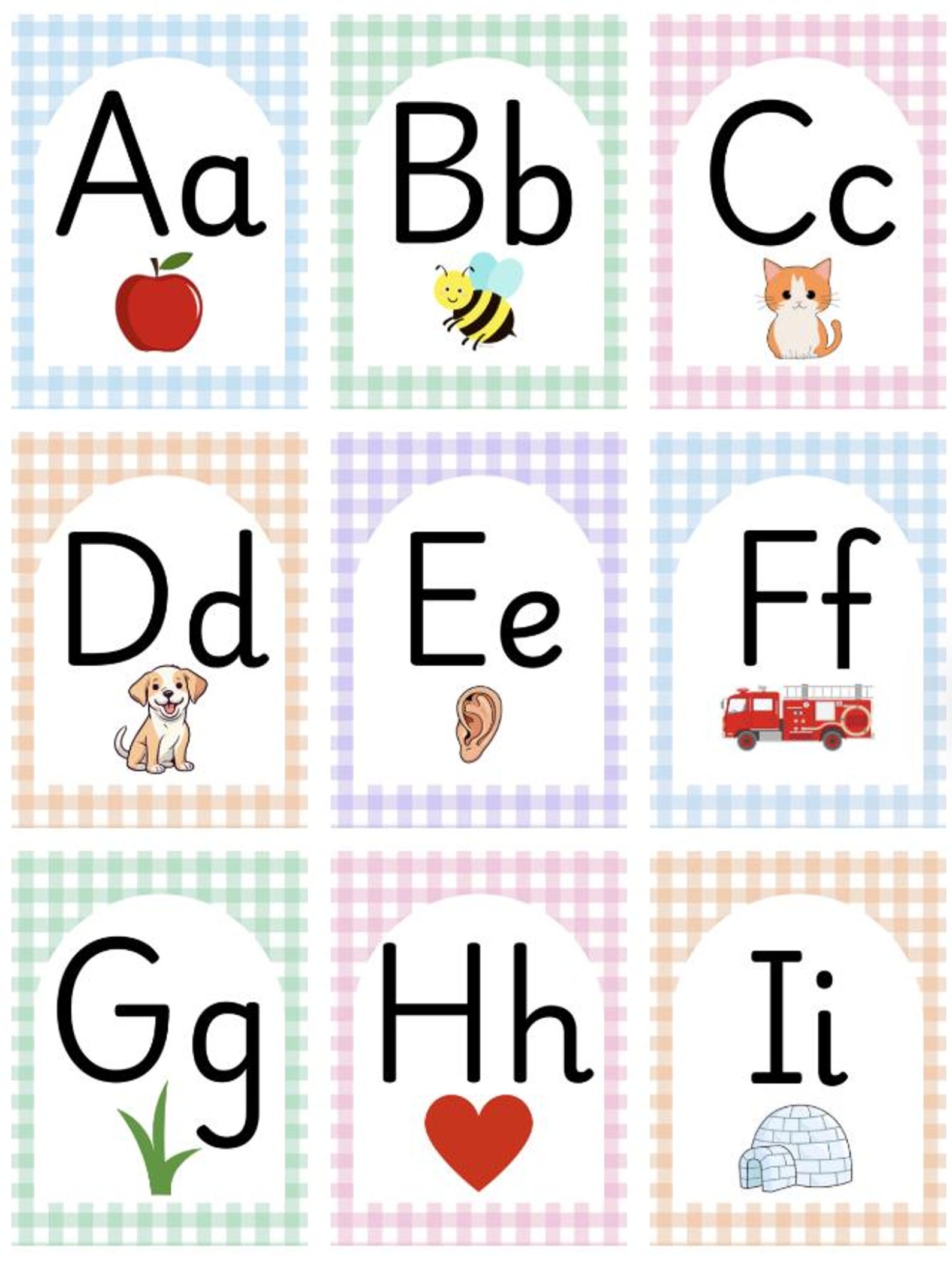 Gingham ABC Classroom Decor | Printable Alphabet Posters - Etsy