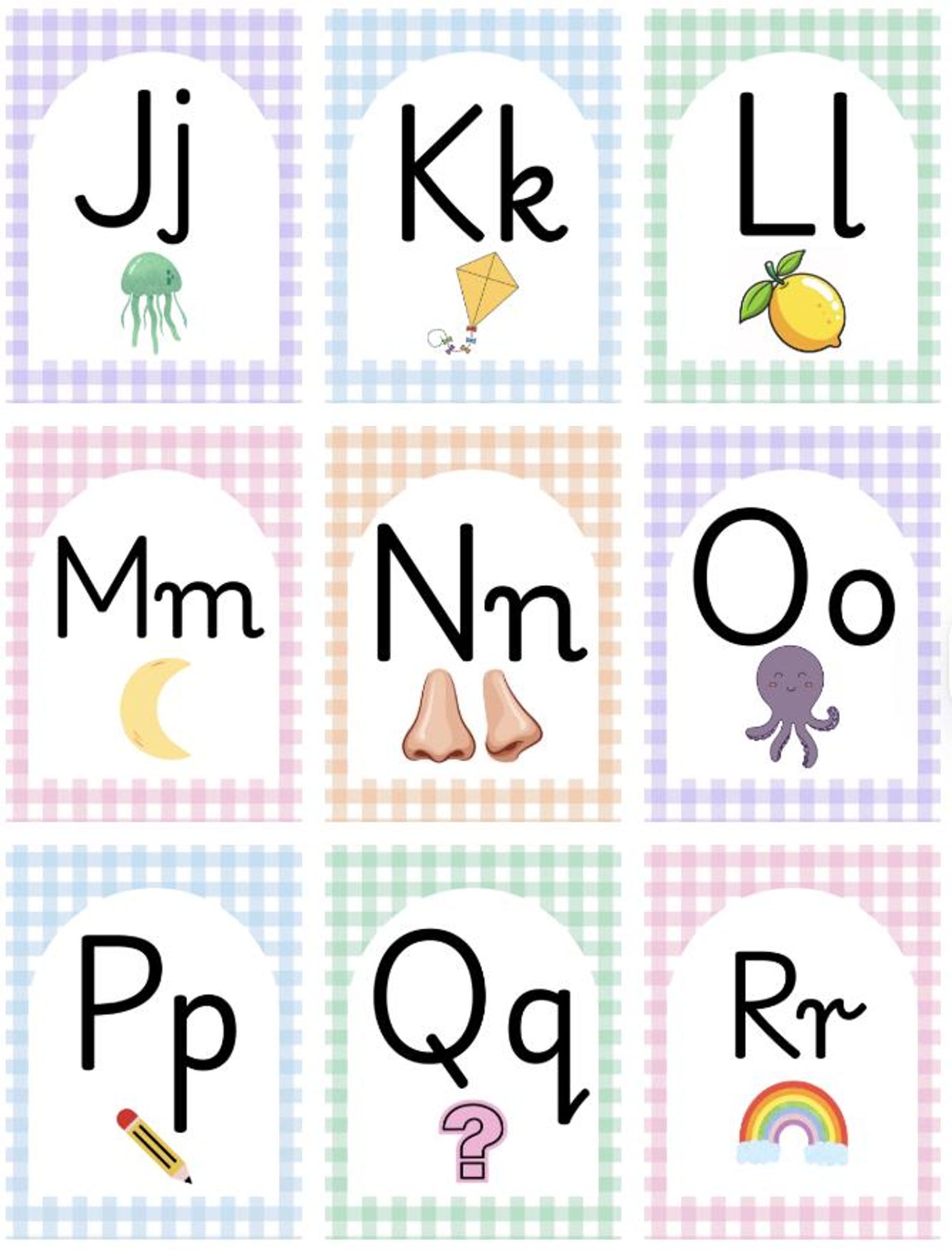 Gingham ABC Classroom Decor | Printable Alphabet Posters - Etsy