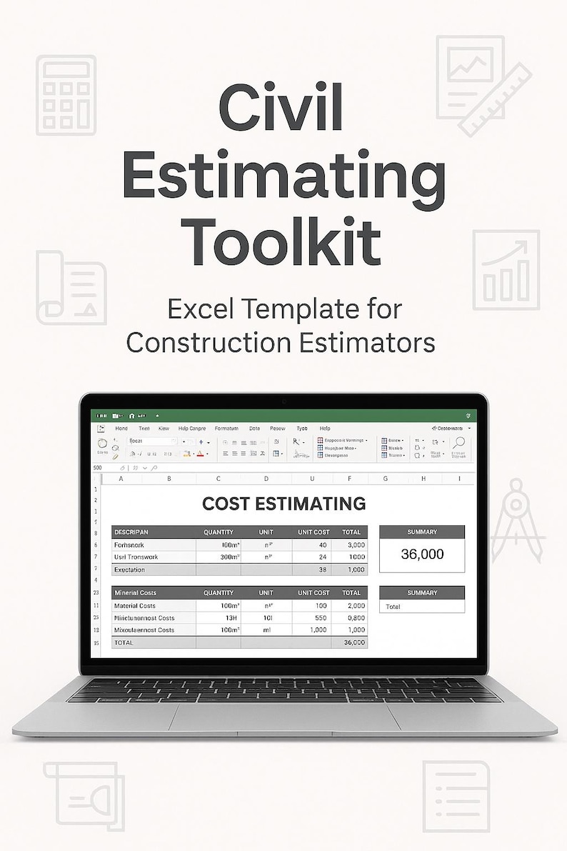 Civil Estimating Toolkit Excel Template | Construction Cost Estimator ...
