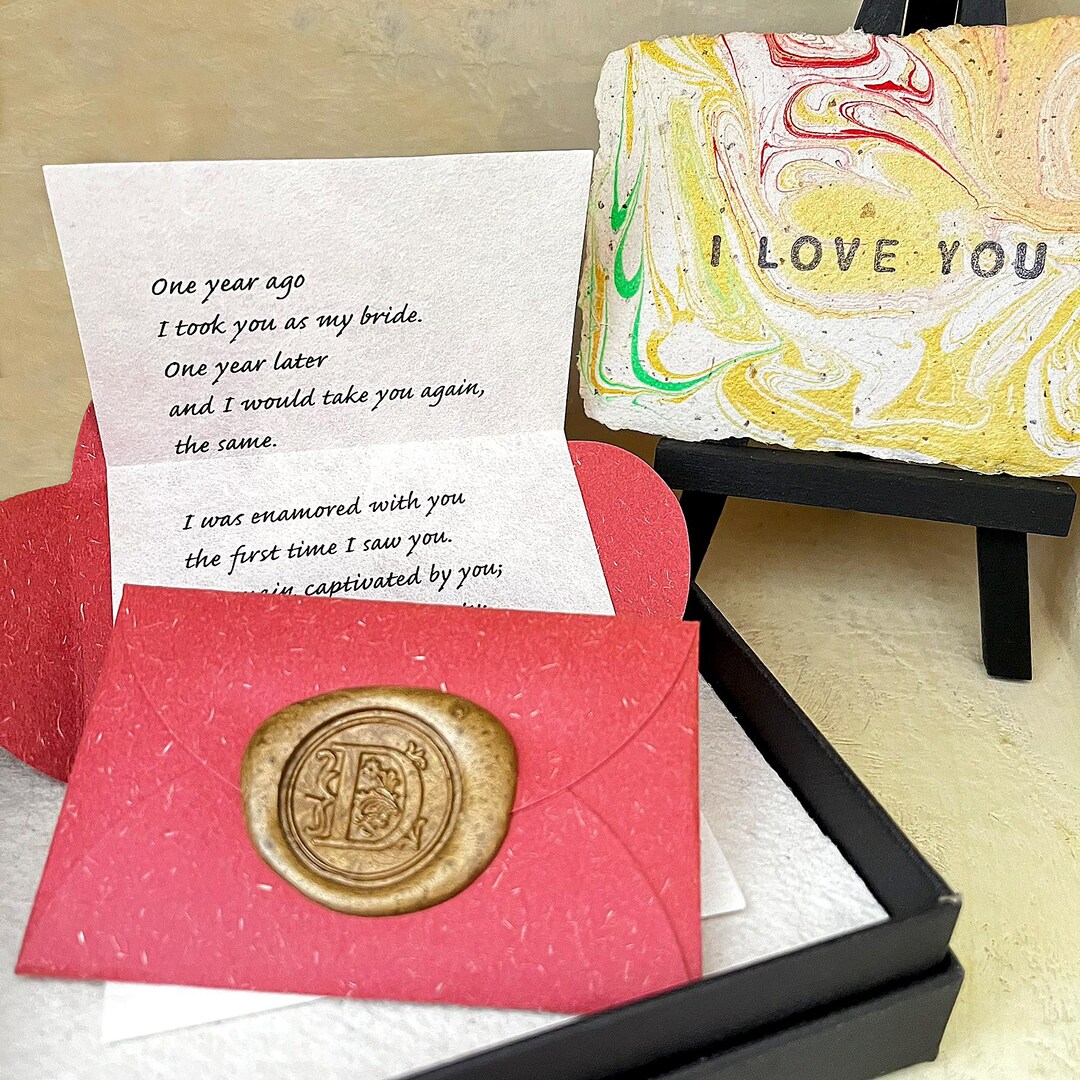 Personalized Love Letter Gift Set: Handmade Marbled Card, Anniversary ...