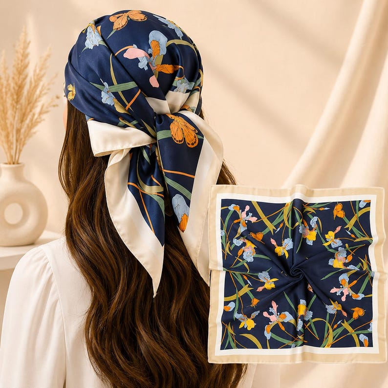 Women's Satin Silk Feel Scarf Large Square Neck Scarf Hair Wrap Head ...