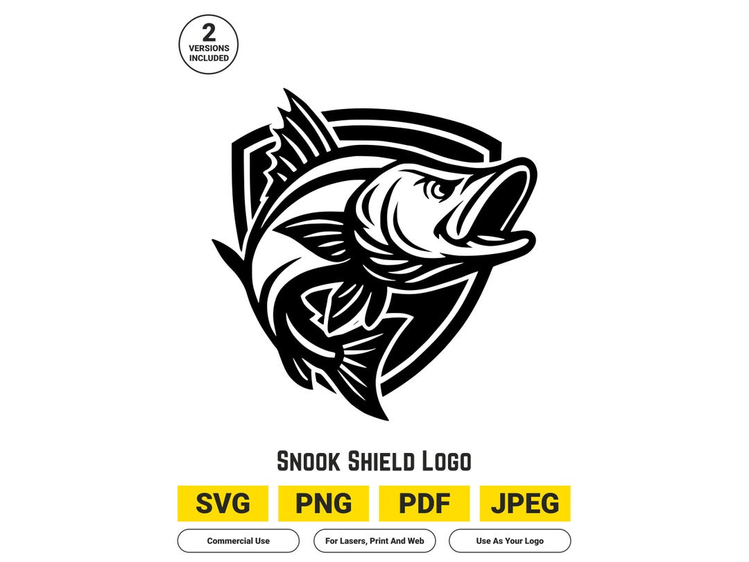 Logo Snook Shield SVG | Emblème du logo Robalo Fishing | Guide Charter ...