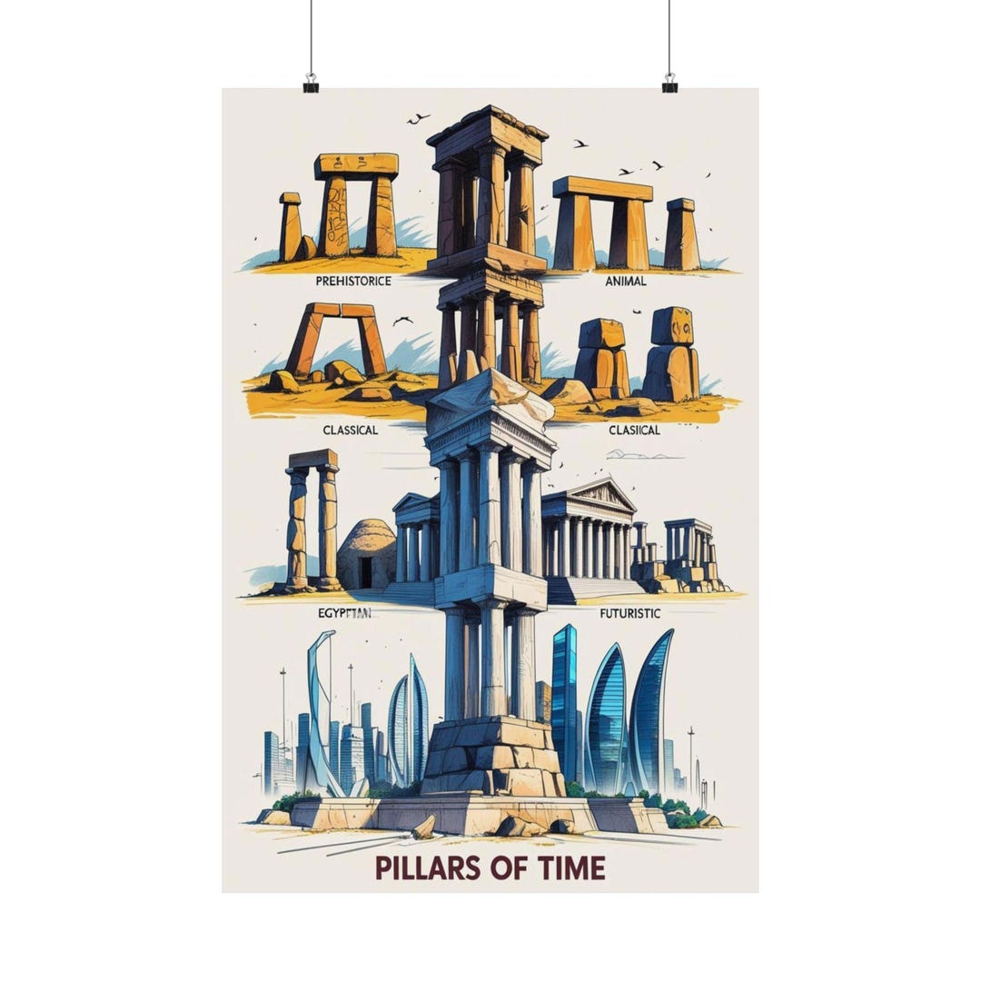 Timeless Pillars Matte Vertical Posters, Wall Art Decor, Educational ...