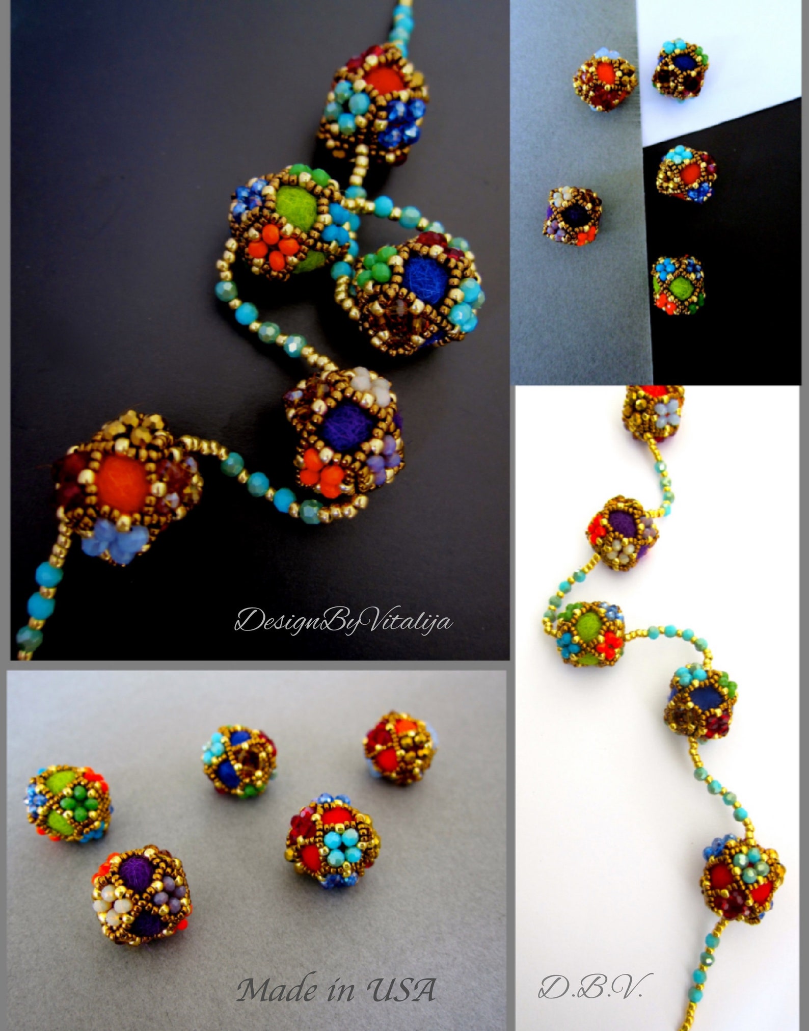 Beaded Crystal Balls Tutorial Necklace PDF Beading Tutorials | Etsy