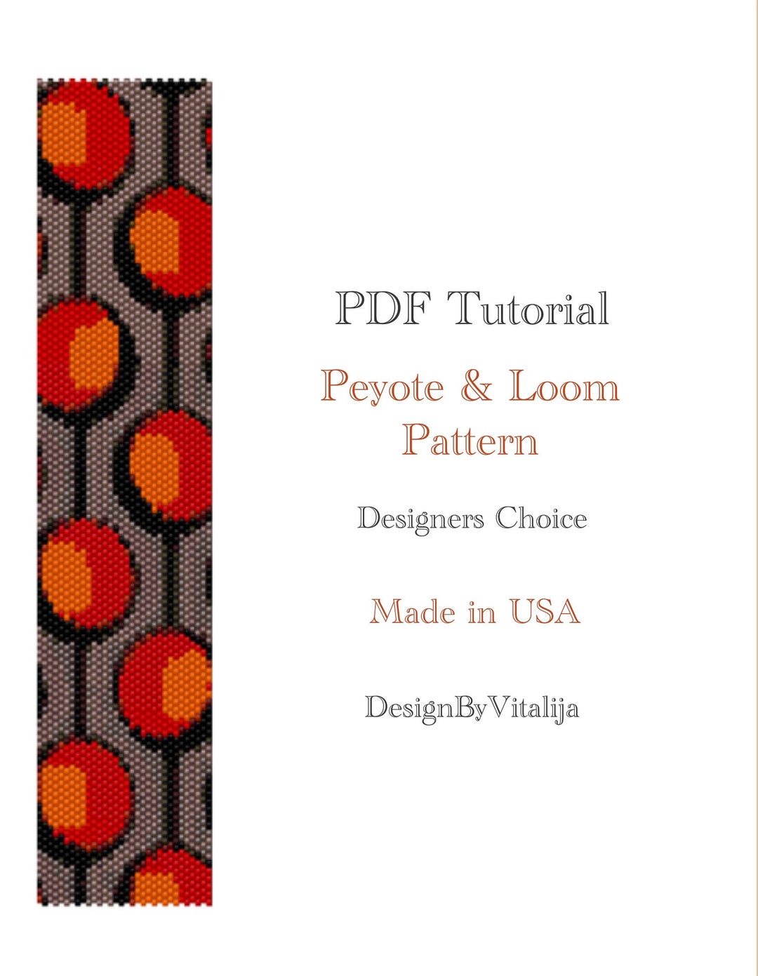 Peyote Beading Tutorial Loom Work Beaded Bracelet Orange Abstraction ...