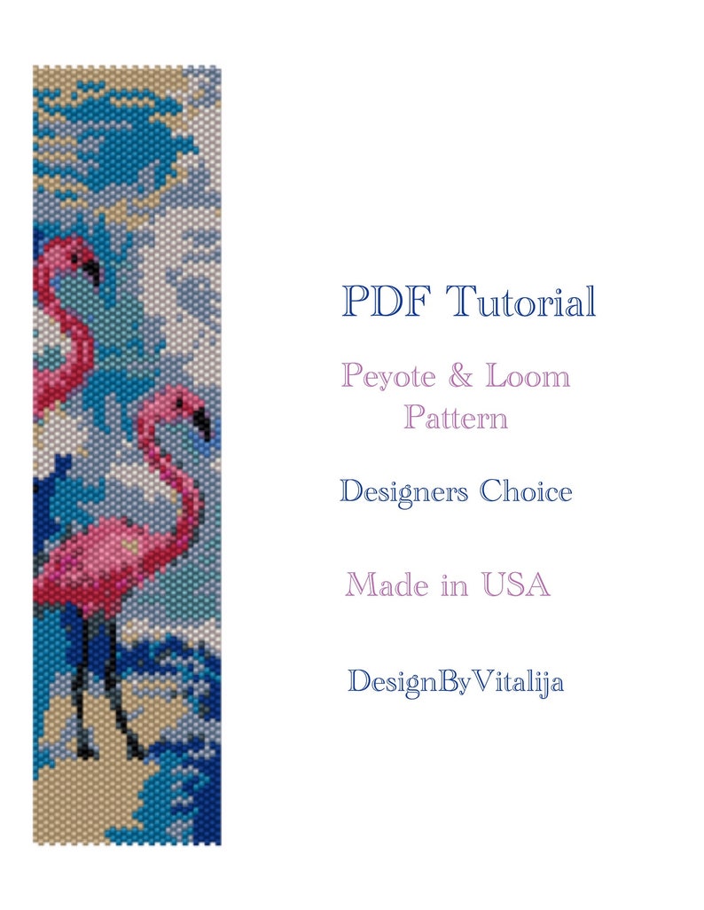 Flamingo Bracelet Peyote Beaded Tutorial Loom Work Beaded Bracelet ...