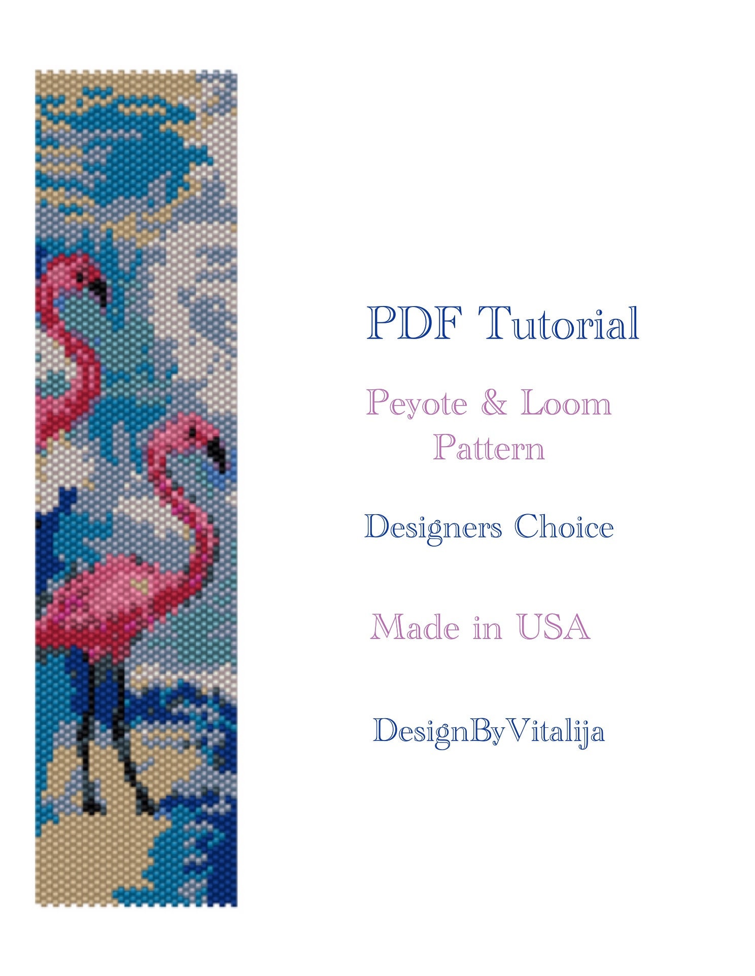 Flamingo Bracelet Peyote Beaded Tutorial Loom Work Beaded Bracelet ...