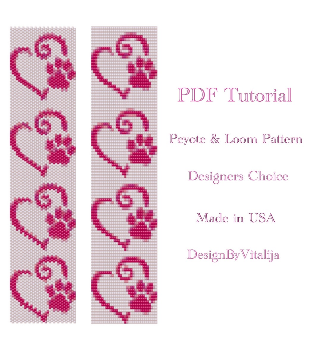 Dog Paw Peyote Pattern Dog Paw Loom Bead Pattern Cuff Dog Paw Tutorial ...