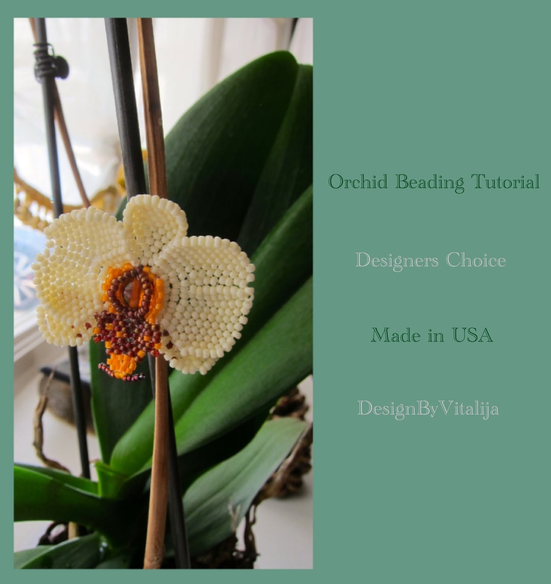 Beaded Orchid Tutorial Brooch Orchid Pattern Hair Pin Orchid Accessory ...
