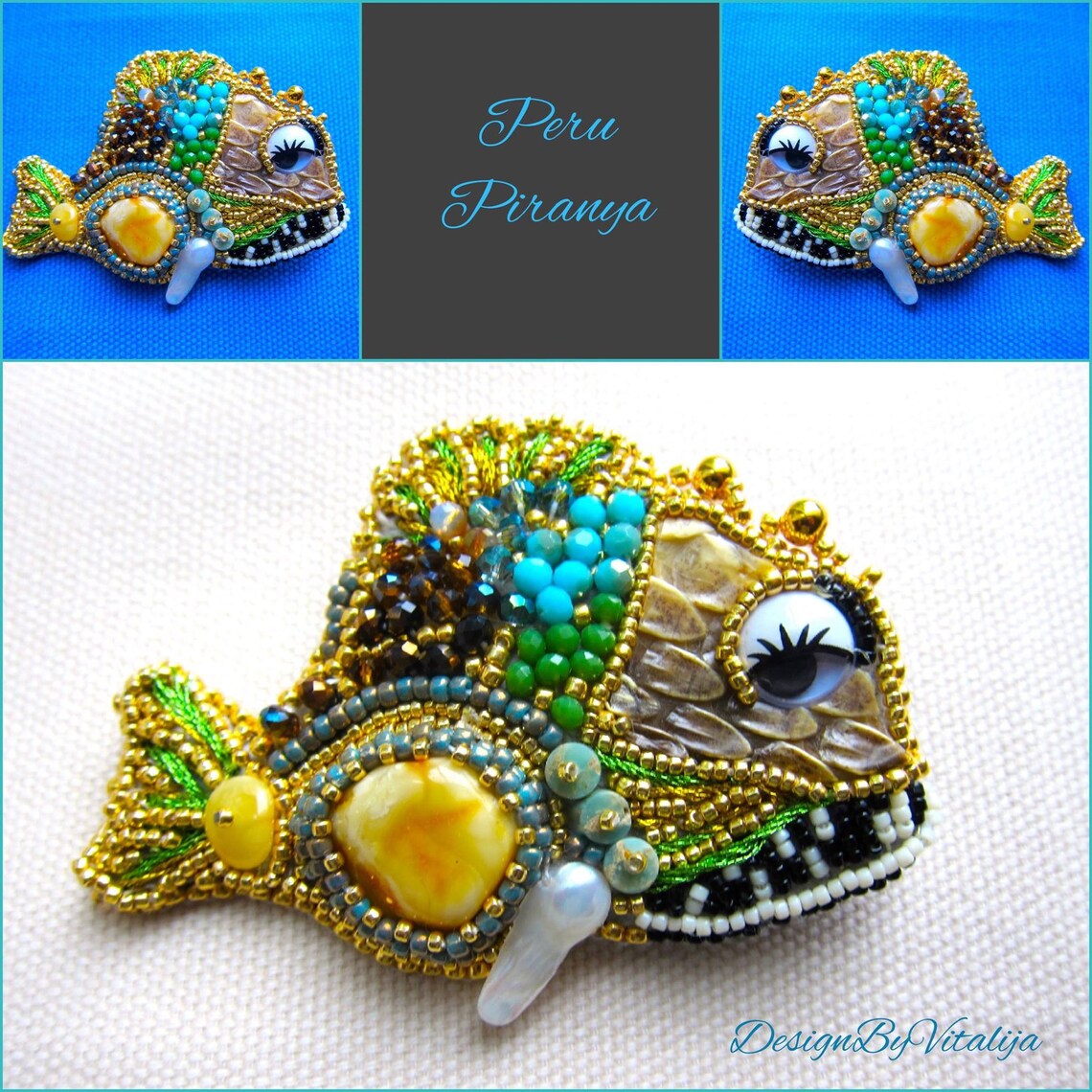 Bead Embroidery Tutorial Fish Embroidery Tutorial Beaded | Etsy