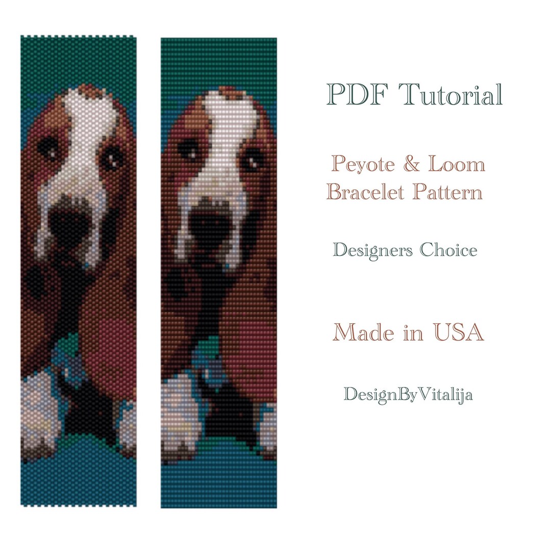 Basset Dog Bracelet Pattern Digital Peyote Dog PDF Loom Dog Pattern ...