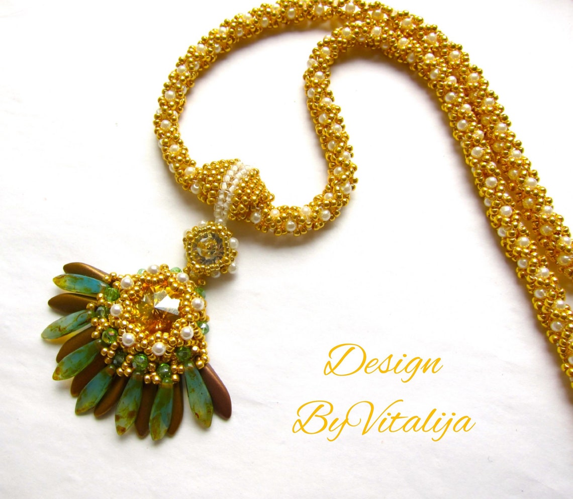 Beaded Rope and Bail Tutorial Beading Pattern Peacock Tail - Etsy