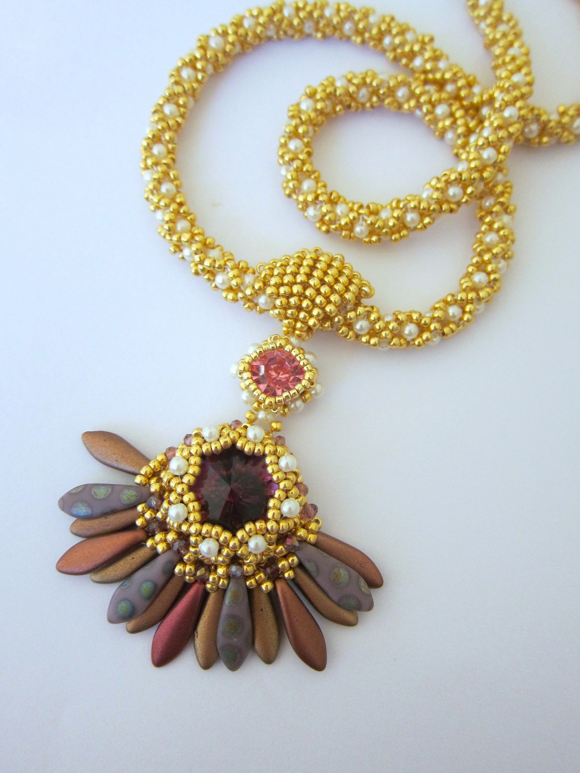 Beaded Rope and Bail Tutorial Beading Pattern Peacock Tail - Etsy