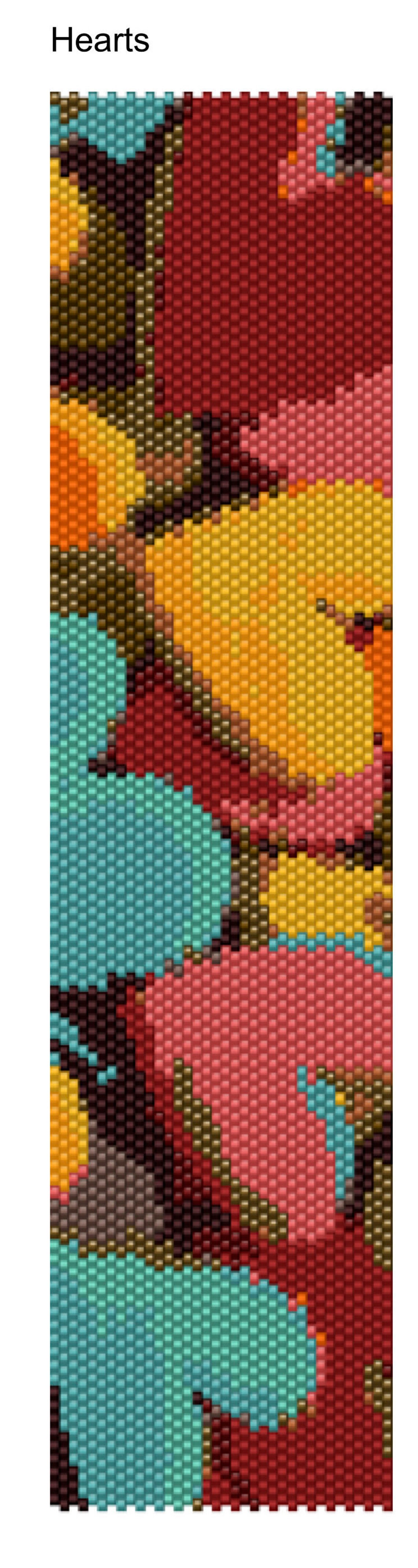 Peyote Heart Bracelet Pattern Tutorial Loom Pattern Heart Cuff | Etsy