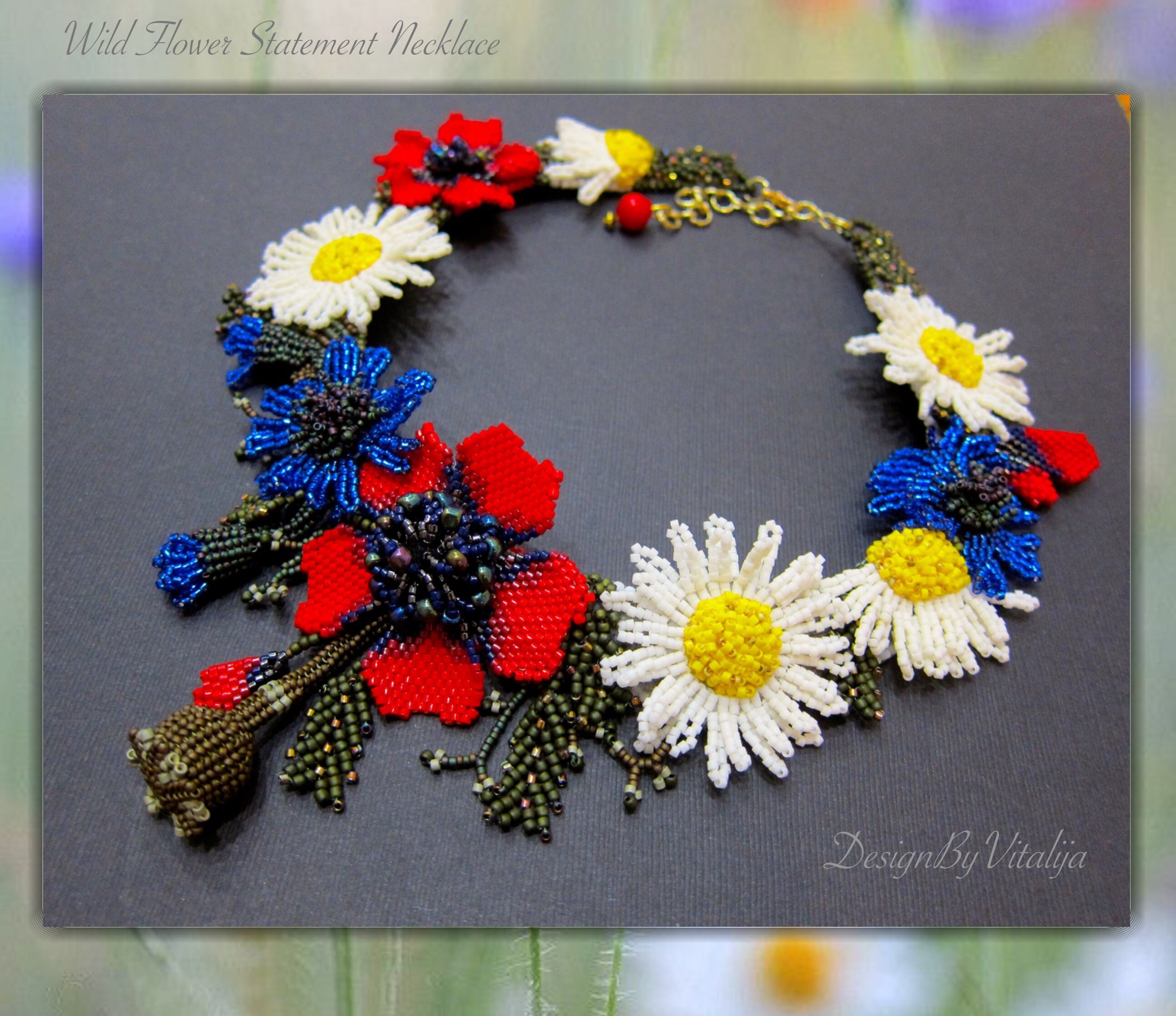 Beaded Flower Pattern PDF Tutorial Wild Flower Necklace Beaded | Etsy