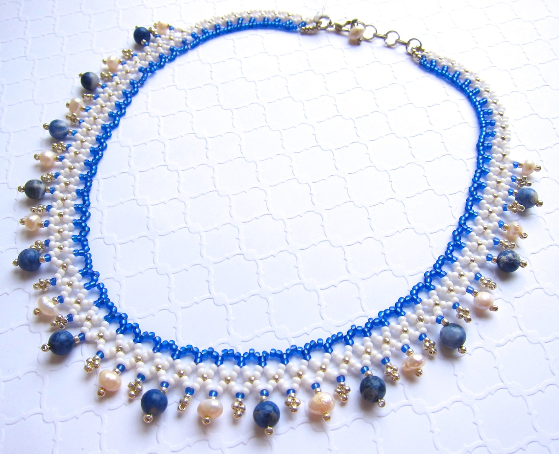 Beaded Necklace Choker Tutorial Lace Style Necklace Choker - Etsy