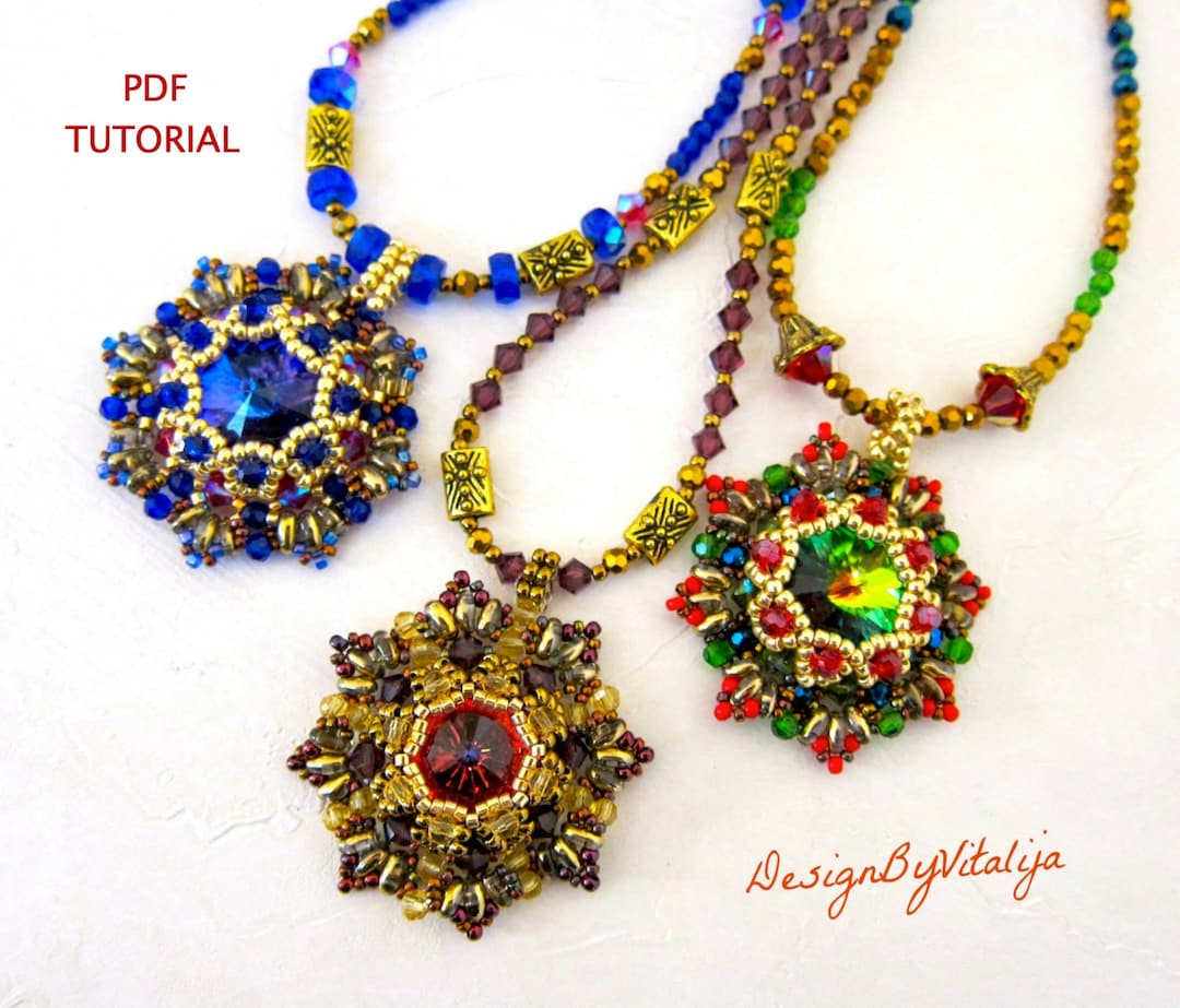 Swarovski Star Necklace Tutorial: Beaded Rivoli Pendant Pattern (PDF ...