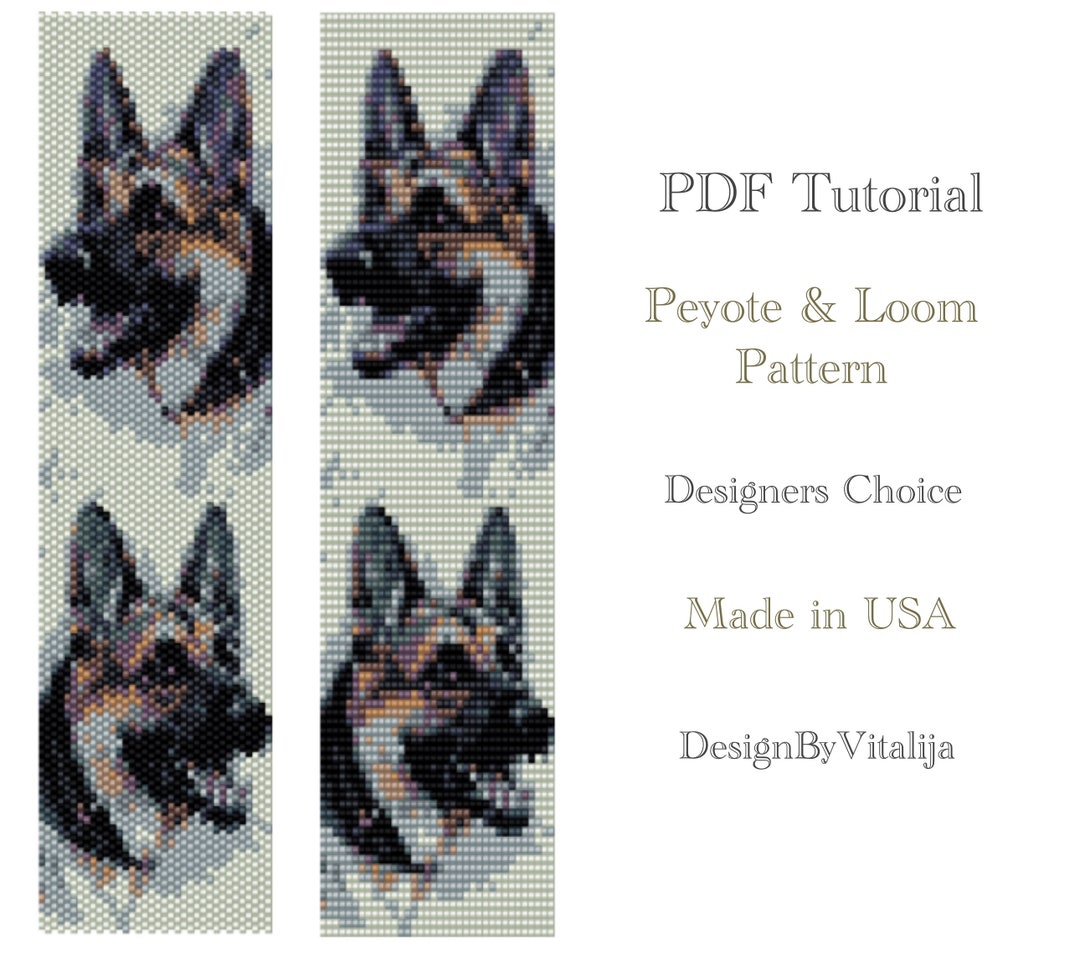 German Shepherd Bracelet Pattern Peyote and Loom Dog Pattern Cuff ...