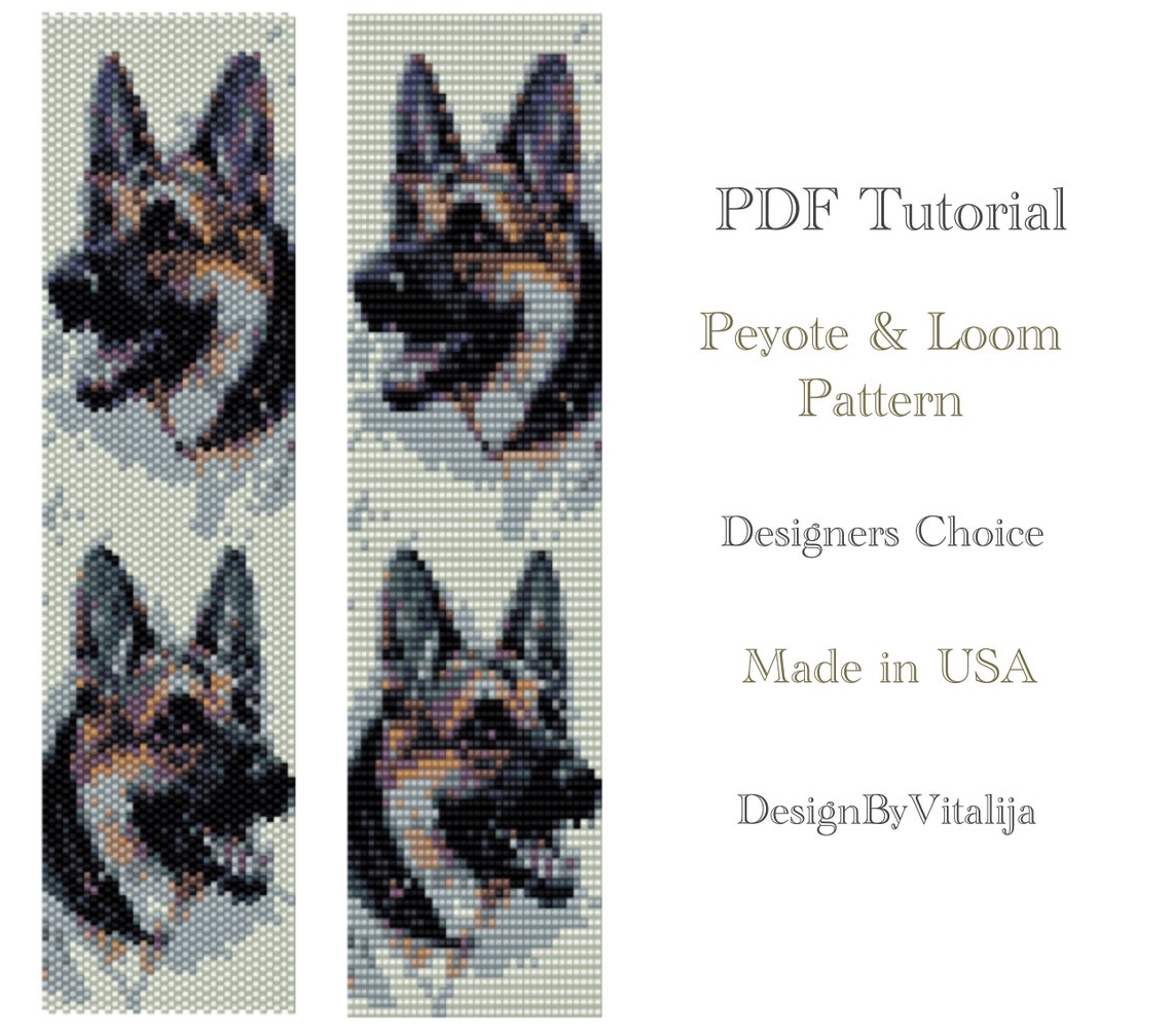 German Shepherd Bracelet Pattern Peyote and Loom Dog Pattern - Etsy