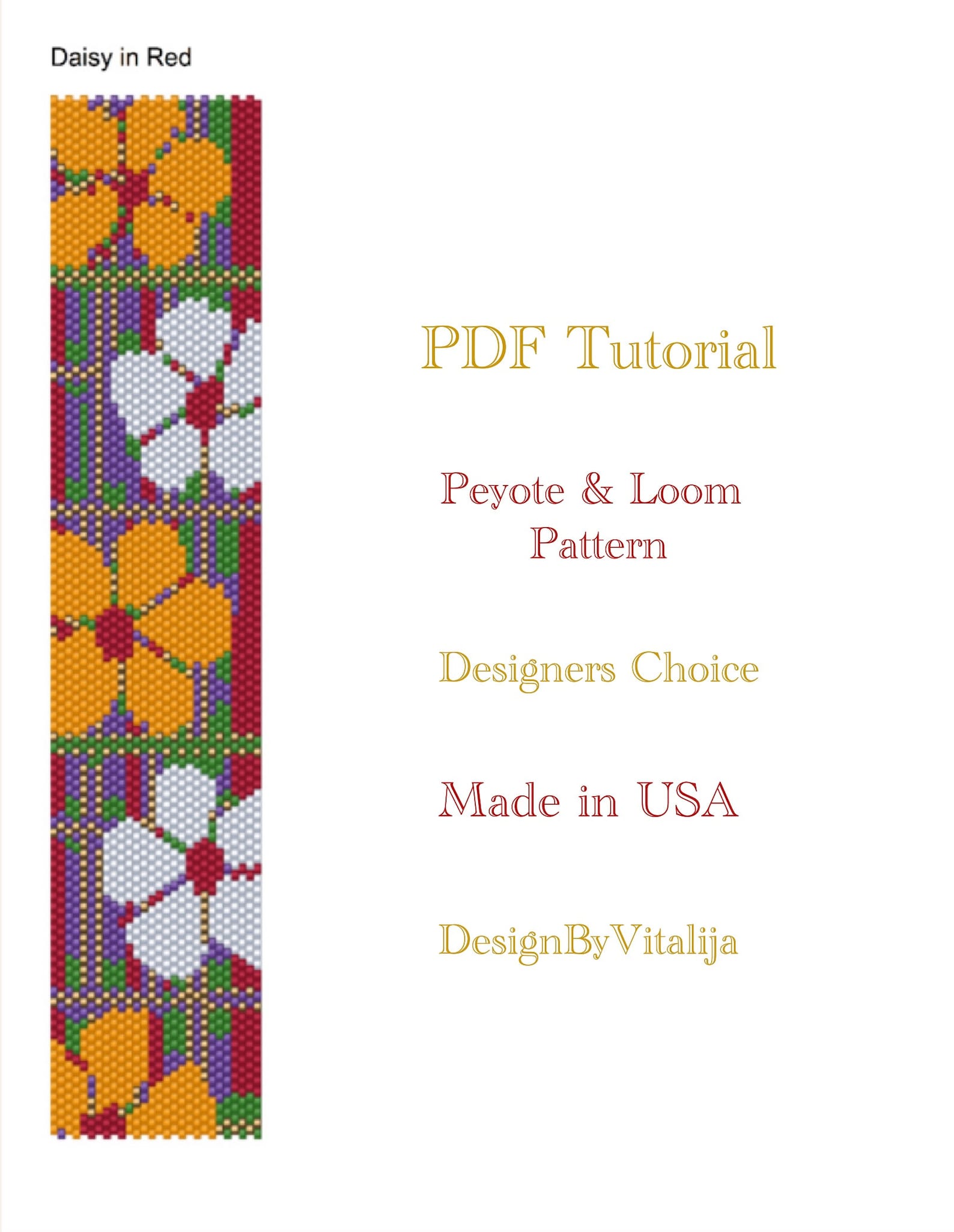 Beading Pattern Peyote Pattern Loom Work Pattern Daisy Pattern - Etsy
