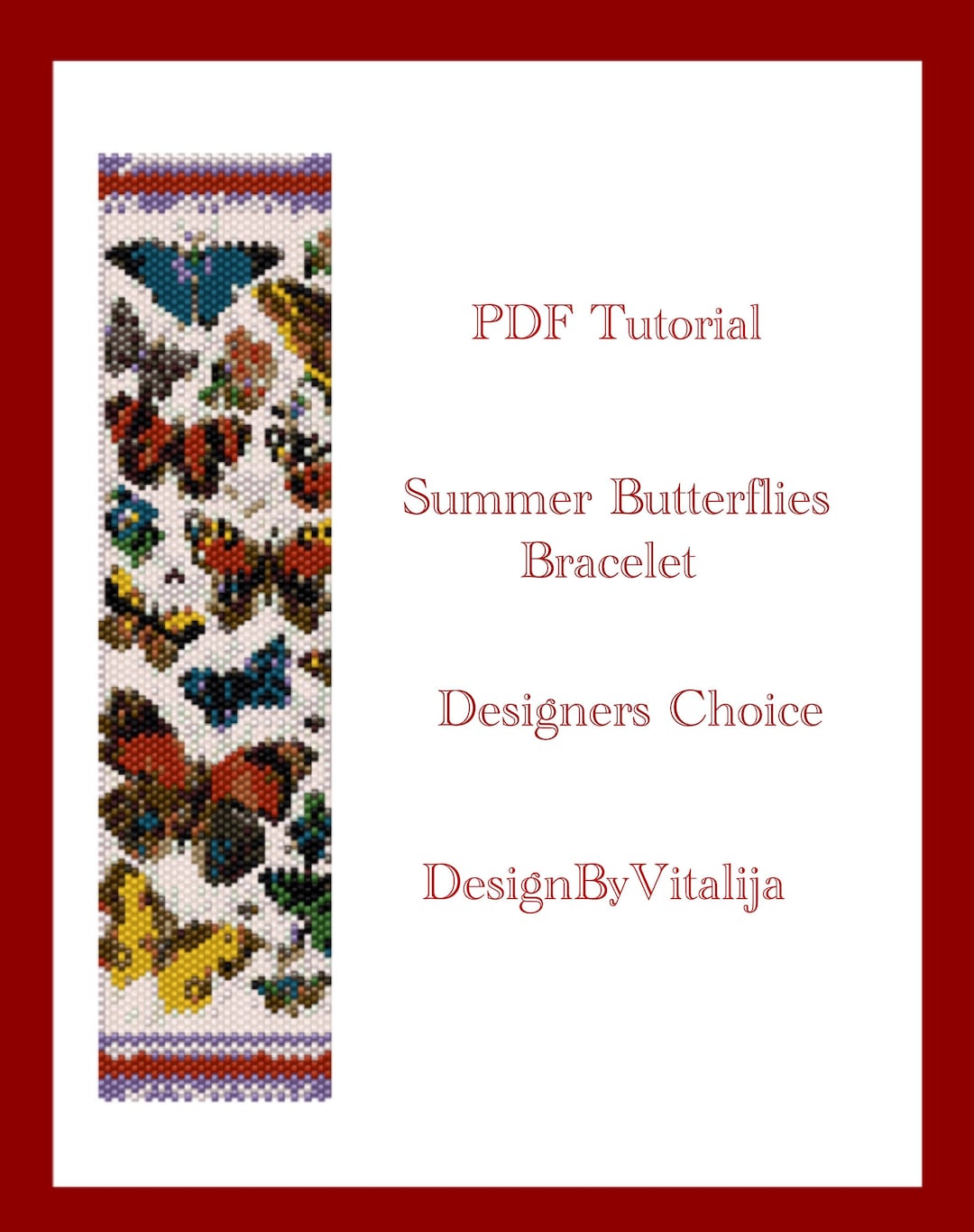 Peyote Beaded Tutorial, Beaded Bracelet PDF, One Drop Peyote, Butterfly ...