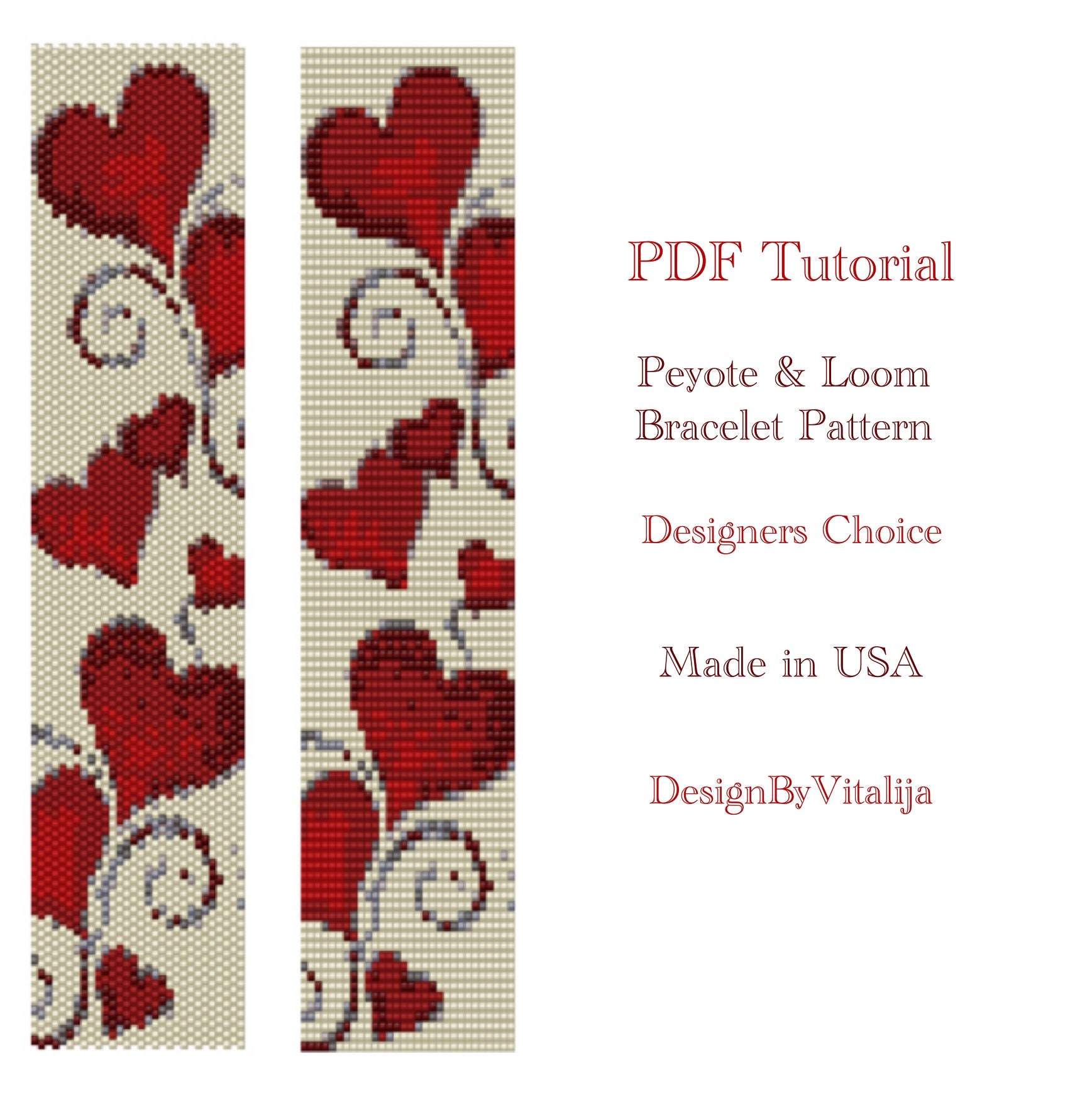 Beading Pattern Peyote Pattern Loom Work Pattern Red Heart - Etsy