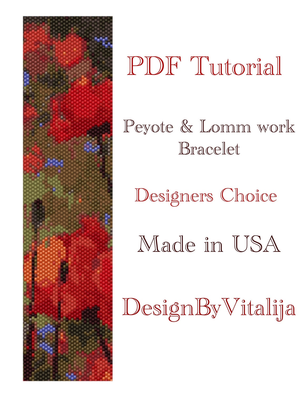 PDF Tutorial Bracelet Pattern Poppy Design Instant | Etsy