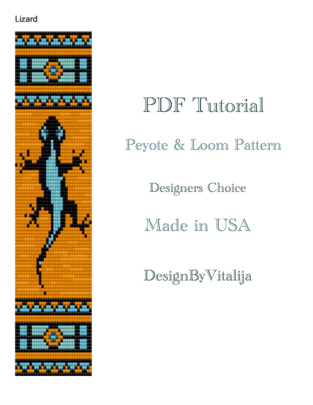 Instant Download Beading Pattern Loom Work Pattern Lizard Pattern Seed ...