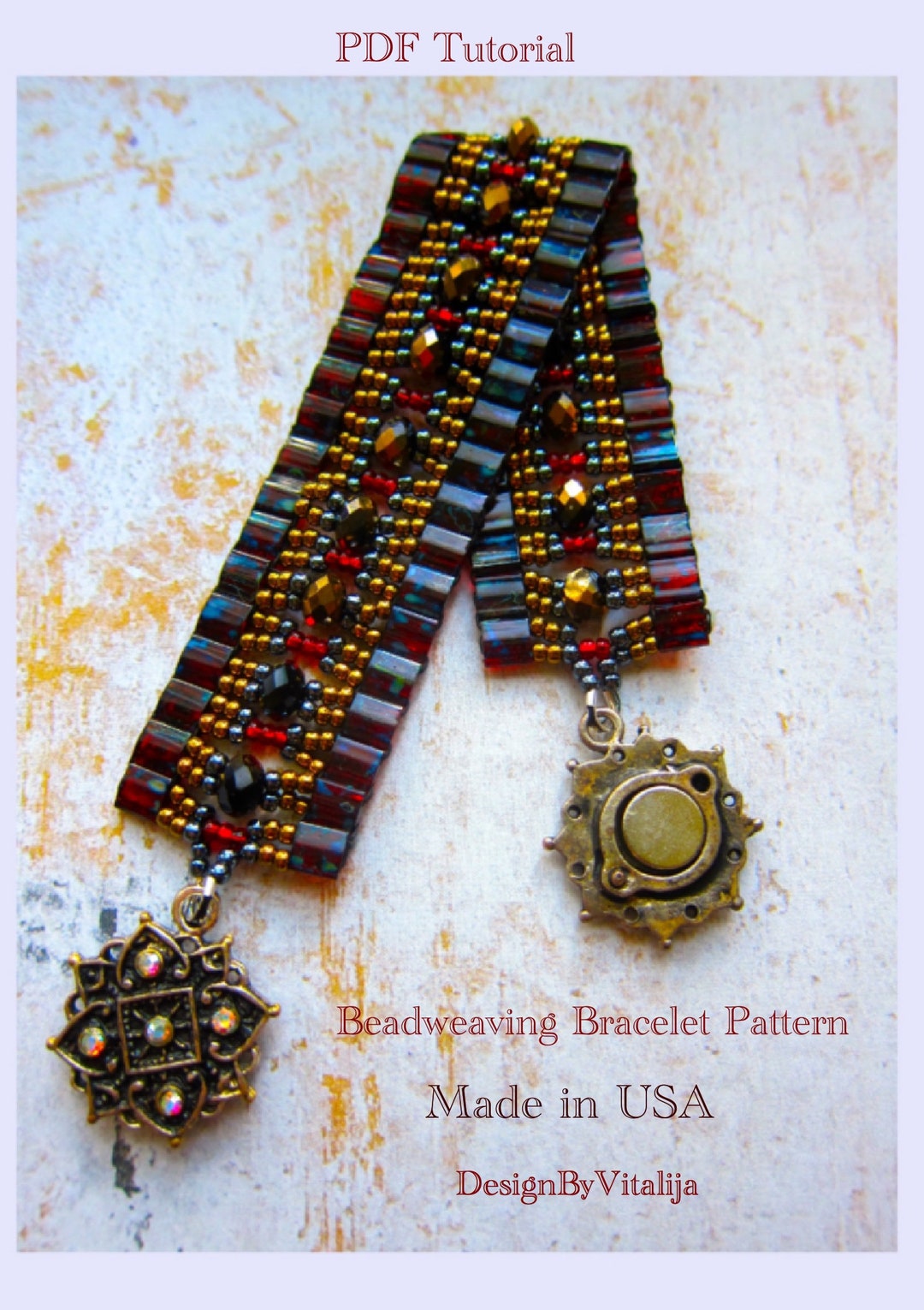 Beadweaving Bracelet Pattern Tila Beads Pattern Beading Tutorial ...